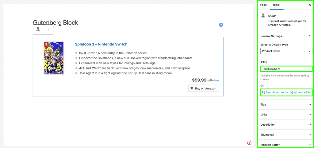 Gutenberg Block – AAWP – Amazon WordPress Plugin